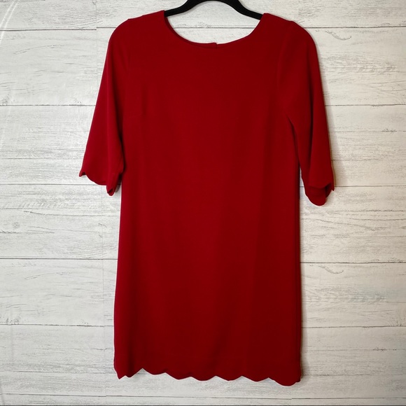 Monteau Dresses Monteau Red Scalloped Edge Shift Dress Poshmark